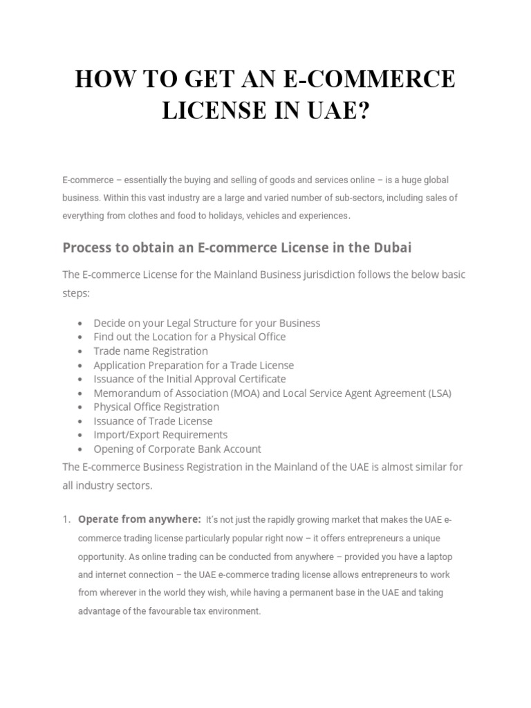 Ecommerce License For Just Aed 5750 | PDF | E Commerce | United Arab ...