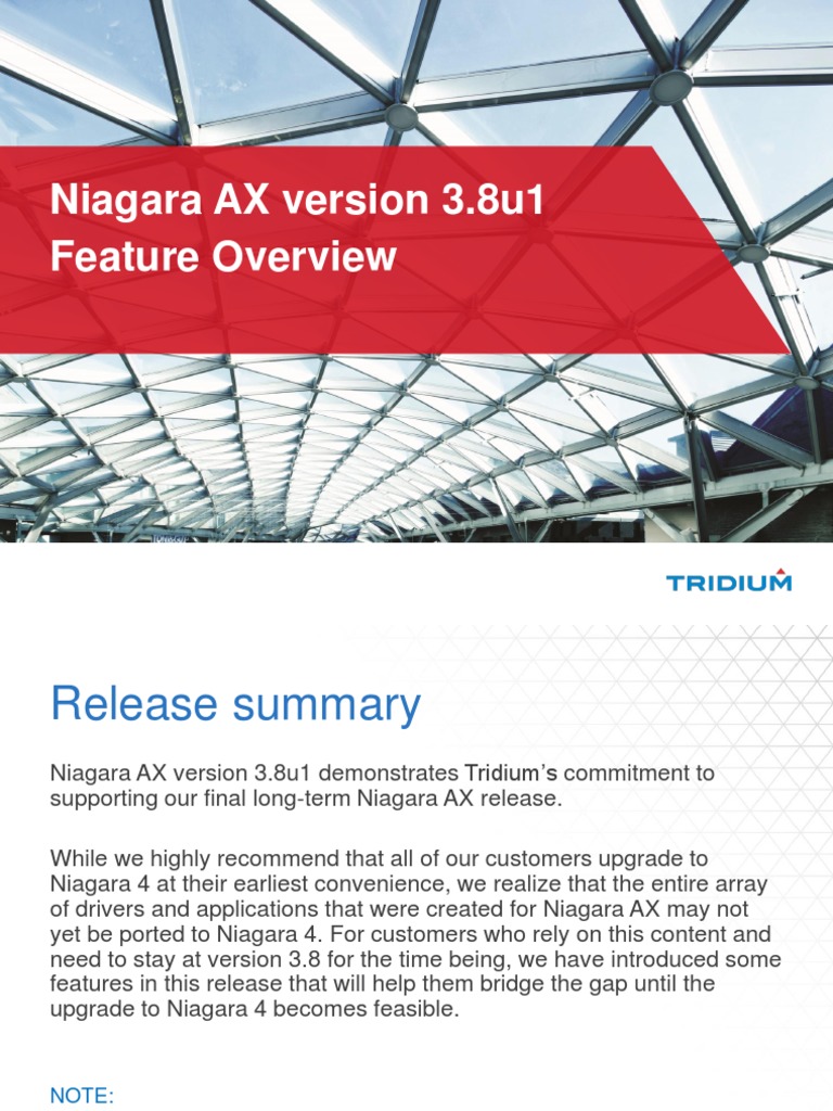 Niagara AX Version 3.8u1 Feature Overview | PDF