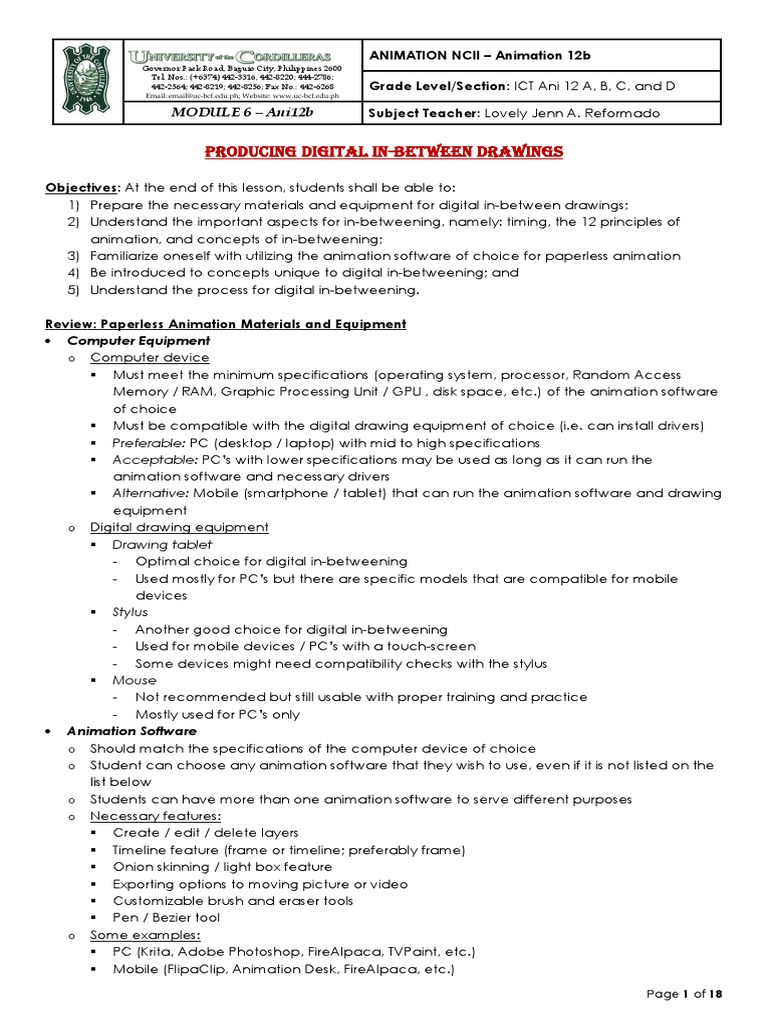 Module 6 - Producing Digital In-Between Drawings | Download Free PDF | Computer Animation ...