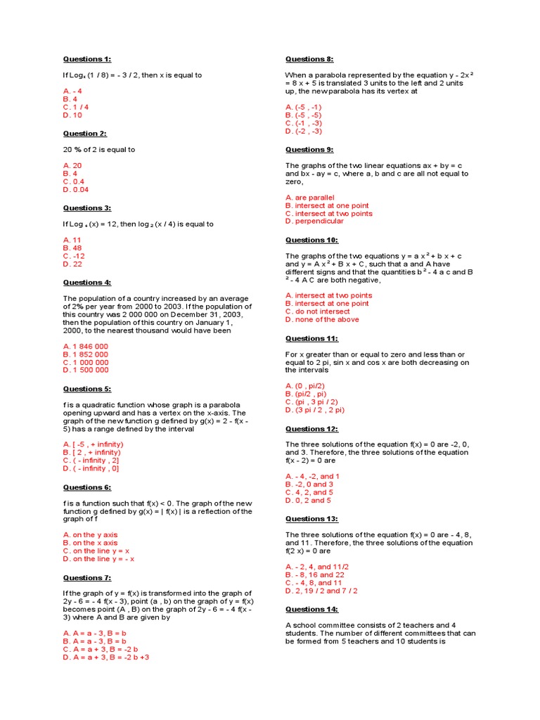 Math Problems | PDF | Mathematical Analysis | Elementary Mathematics
