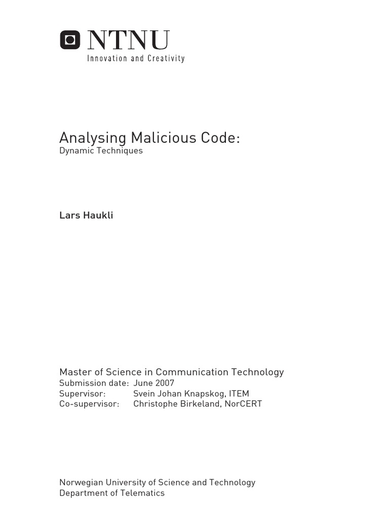 Analysing Malicious Code | PDF | Antivirus Software | Malware
