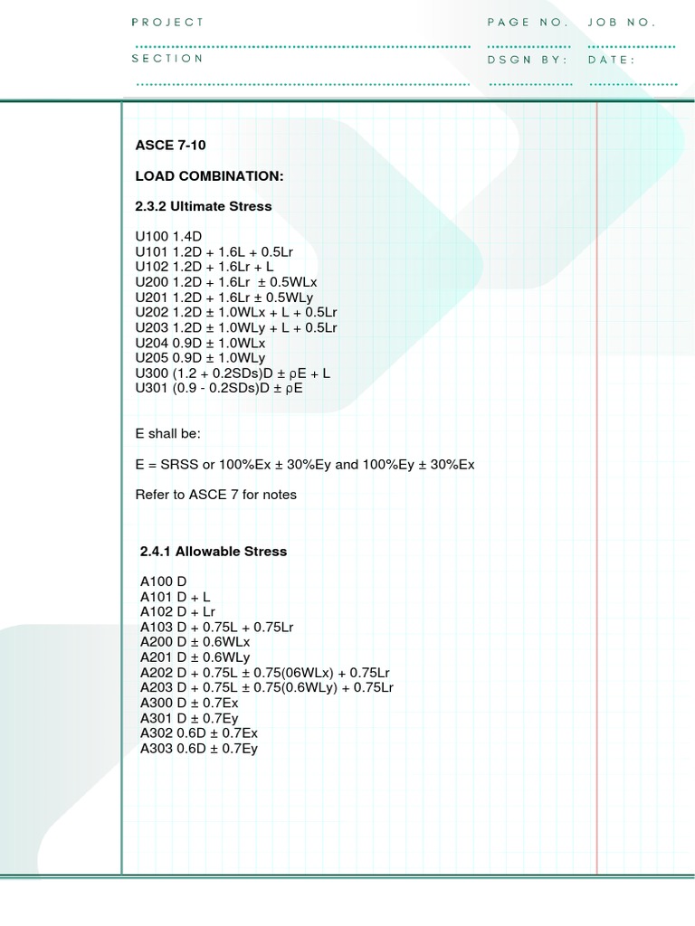 ASCE 7-10 Load Combination: 2.3.2 Ultimate Stress | PDF