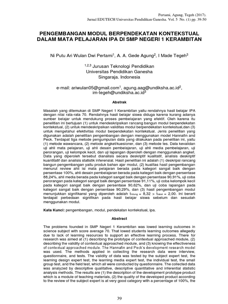 Modul Kontekstual untuk Pembelajaran IPA | PDF | Kesehatan Holistik ...