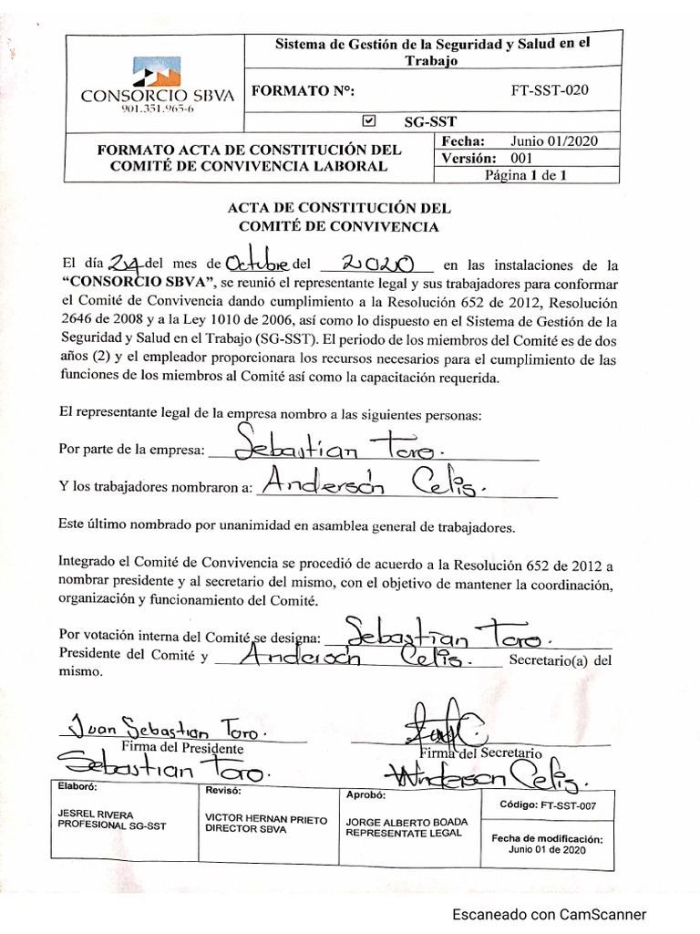 Acta Conformación Cocola Obra P. U.M | PDF