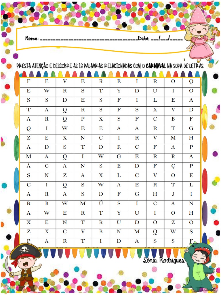 Sopa de Letras de Carnaval e Texto | PDF