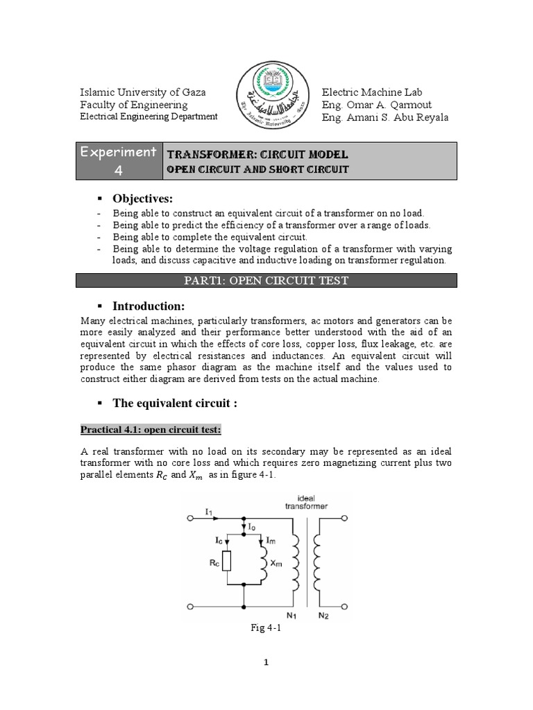 Experiment 4: Transformer: Circuit Model | PDF | Transformer | Inductance
