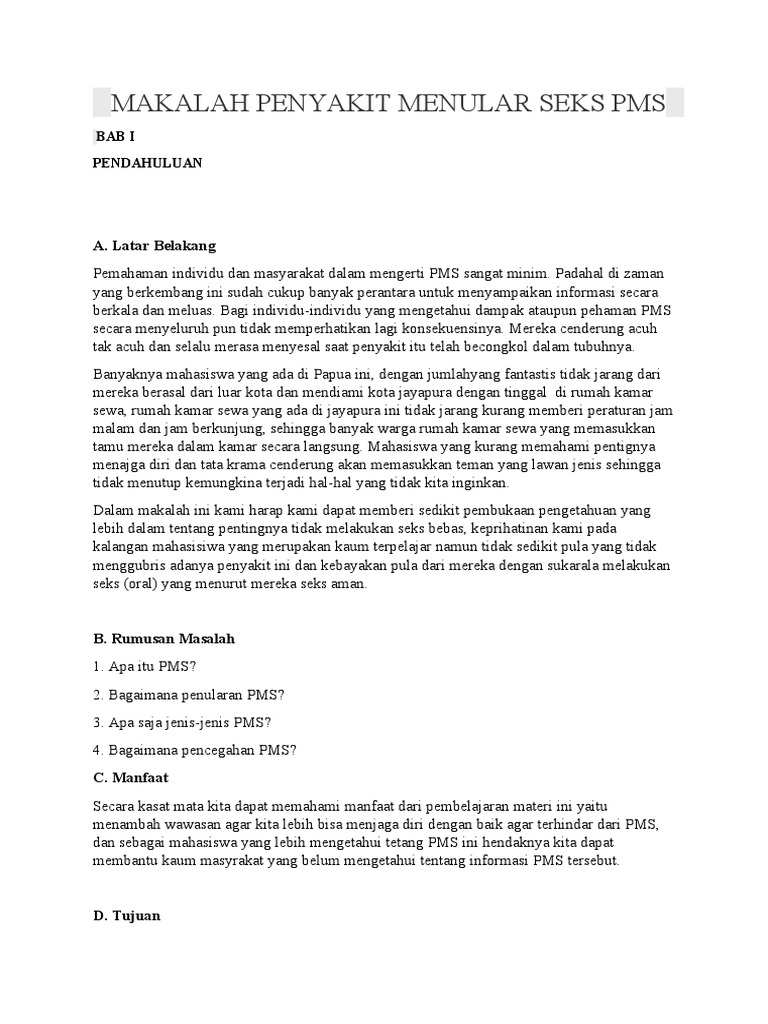 Makalah Penyakin Menular Seksual (PMS) | PDF