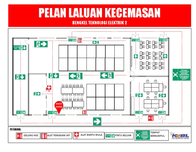 Pelan Laluan Kecemasan Bgkel Tek Elektrik 2 RUANG BENGKEL | PDF
