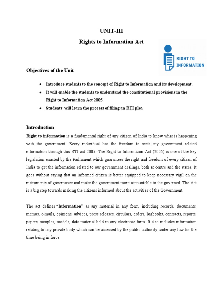 Human Rights Unit III | PDF | Freedom Of Information Laws By Country ...