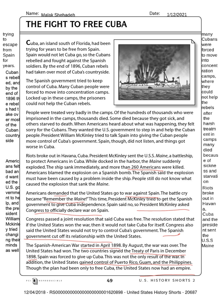The Fight To Free Cuba: U.S. History Shorts 2 | PDF | William Mc Kinley ...