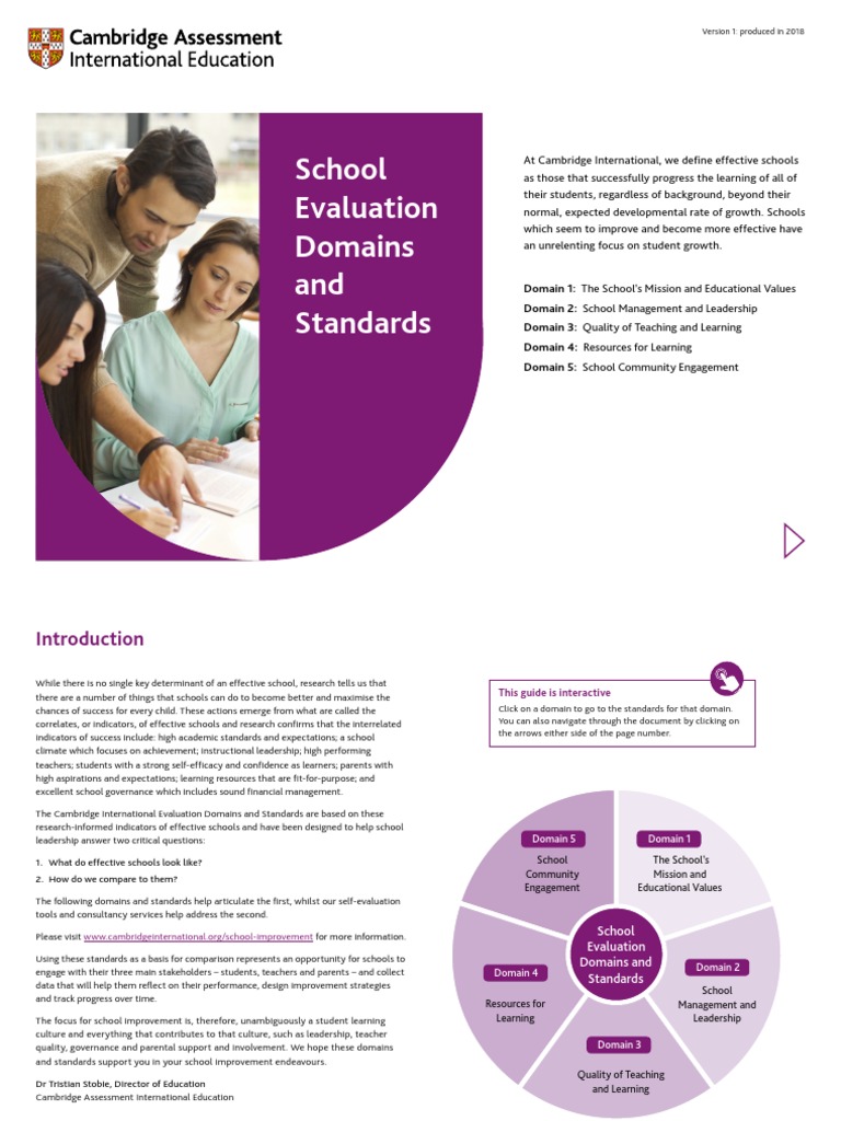 School Evaluation Domains and Standards | PDF | Schools | Teachers