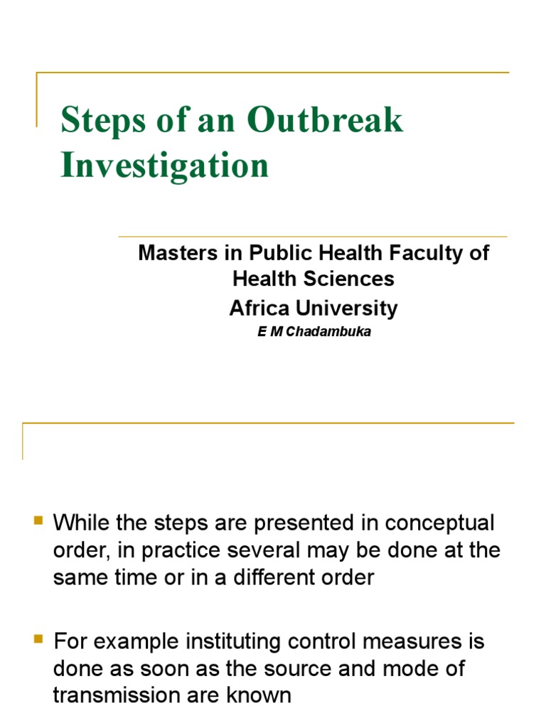Steps of An Outbreak Investigation | PDF | Medical Diagnosis | Infection