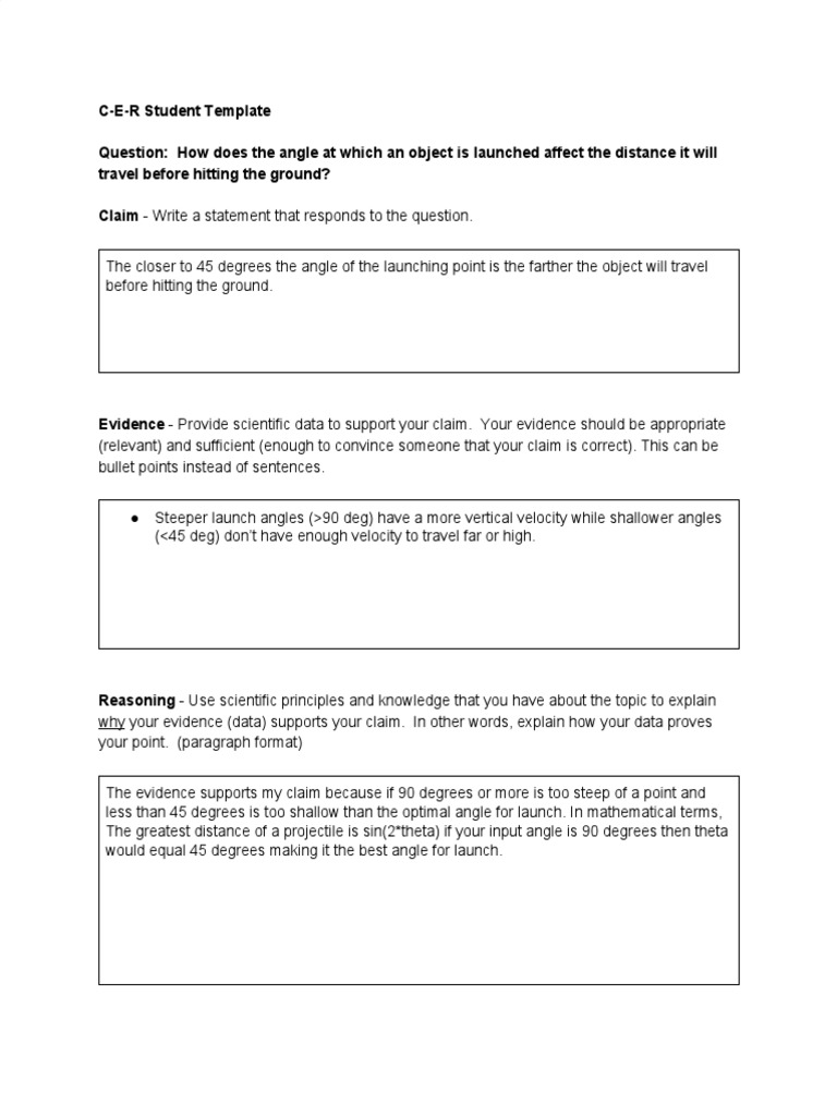 CER - Projectile Motion Project | PDF