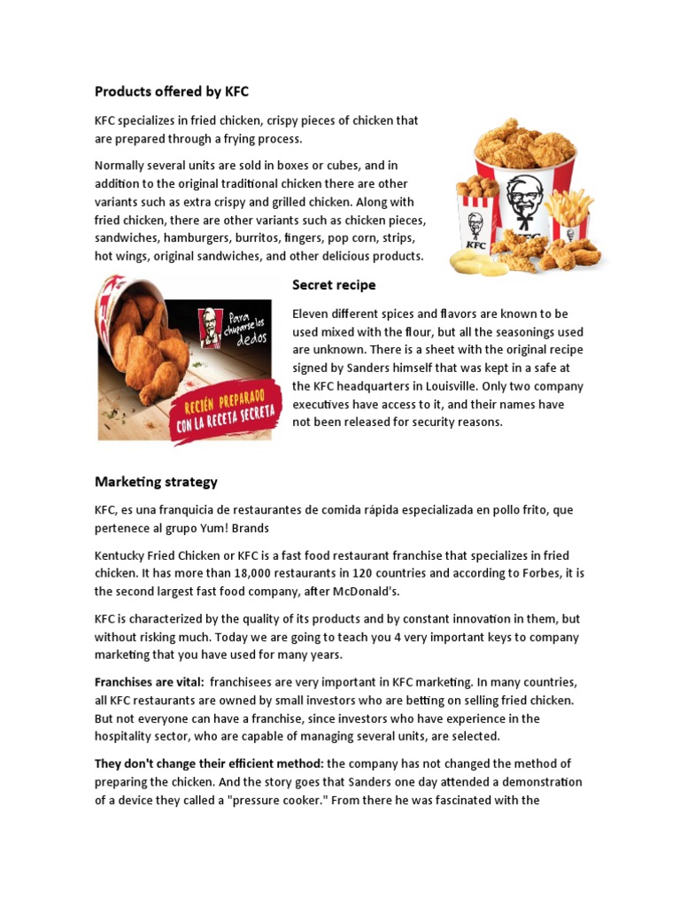 KFC Ingles | PDF | Foods | Food And Drink