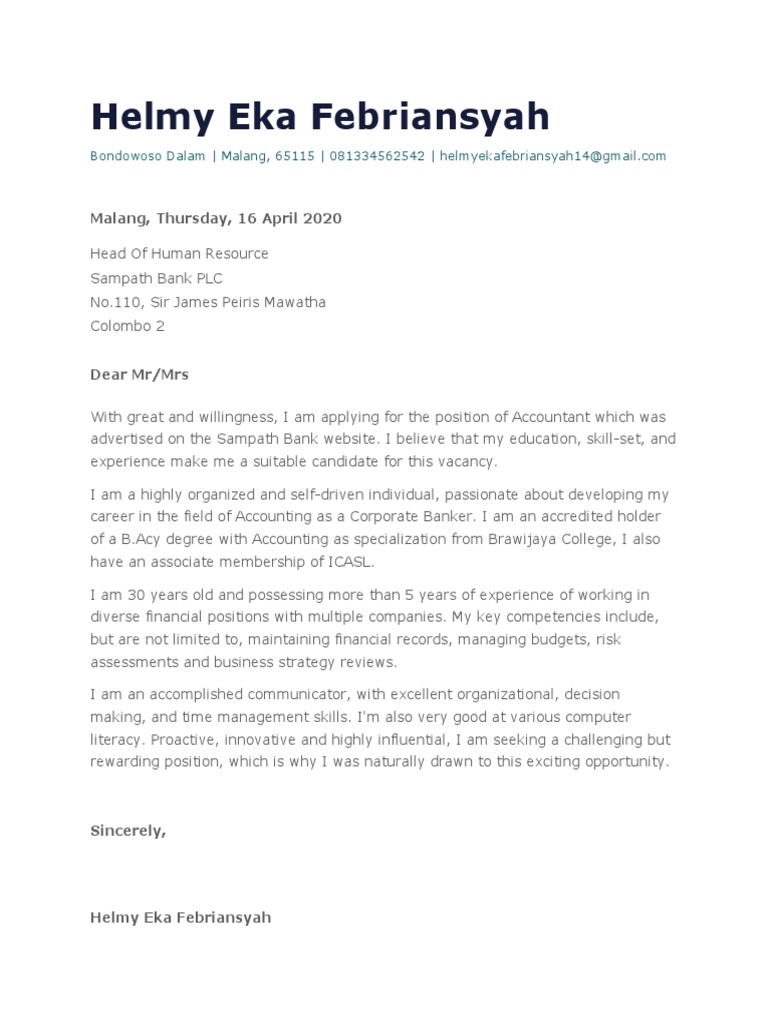 Helmy Eka Febriansyah: Malang, Thursday, 16 April 2020 | PDF | Career ...