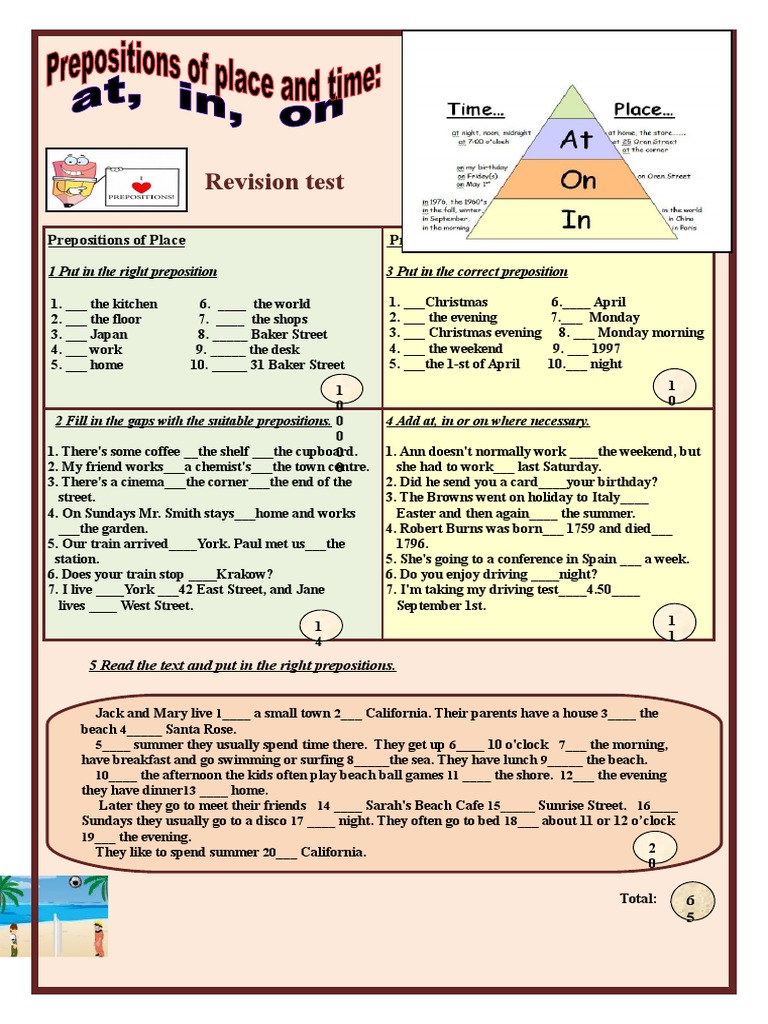 Prepositions of Place and Time | PDF | Christmas