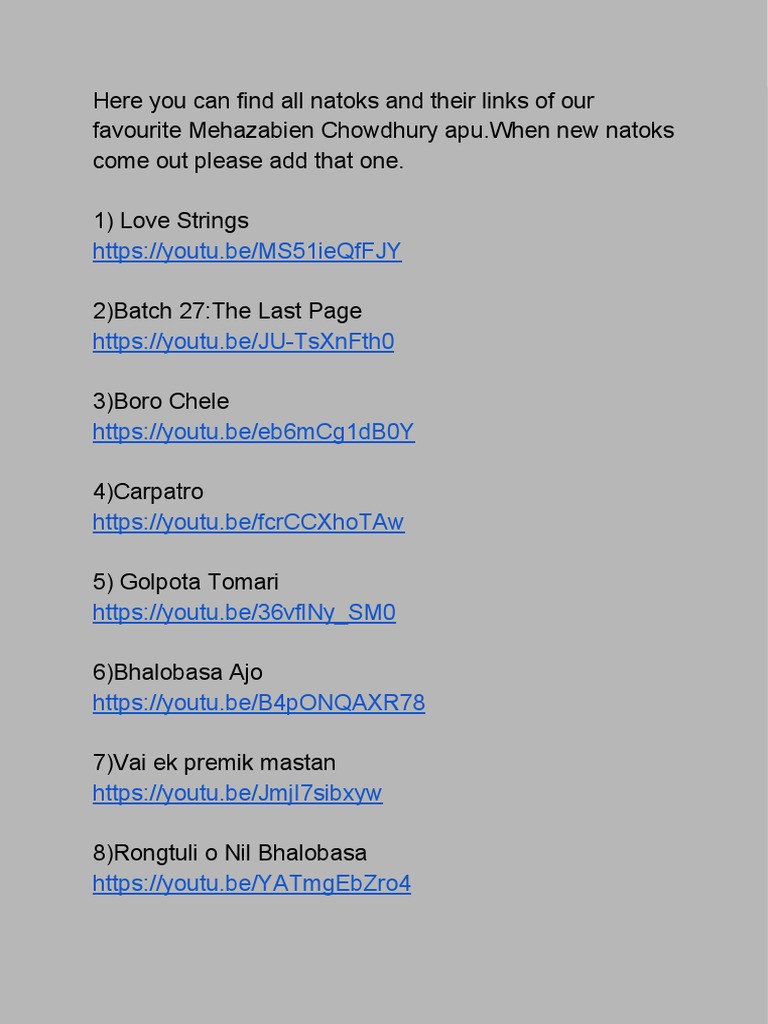 Mehazabien Chowdhury All Natoks | PDF