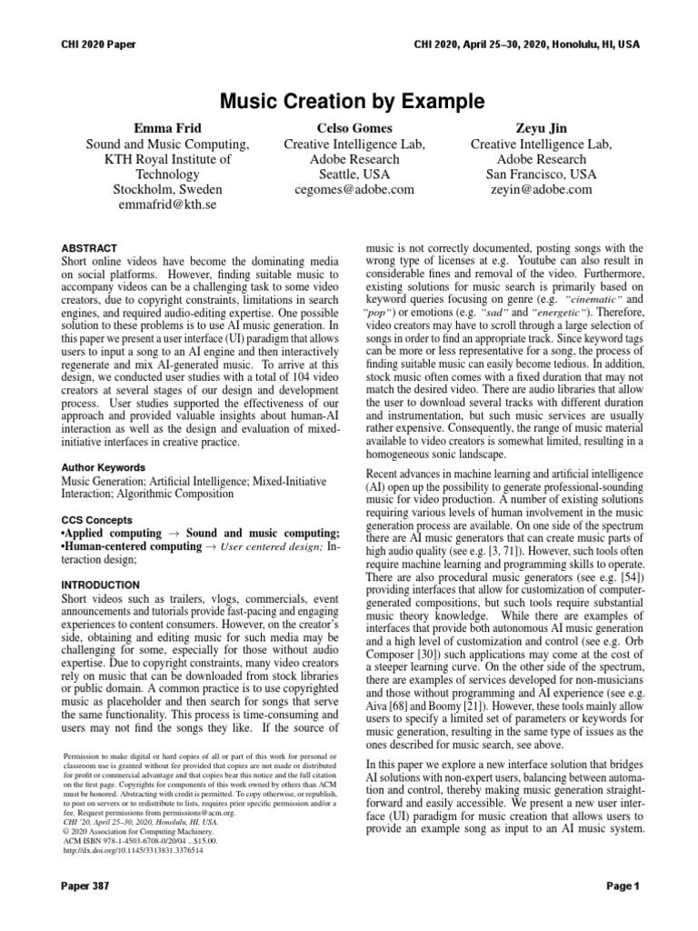 Music Reaction by Example | PDF | Artificial Intelligence ...