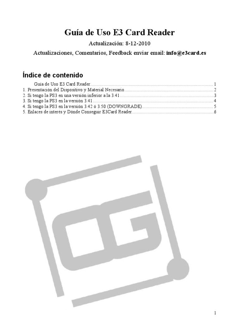 Guía E3 Card Reader para PS3 | PDF | Playstation 3 | Memoria USB