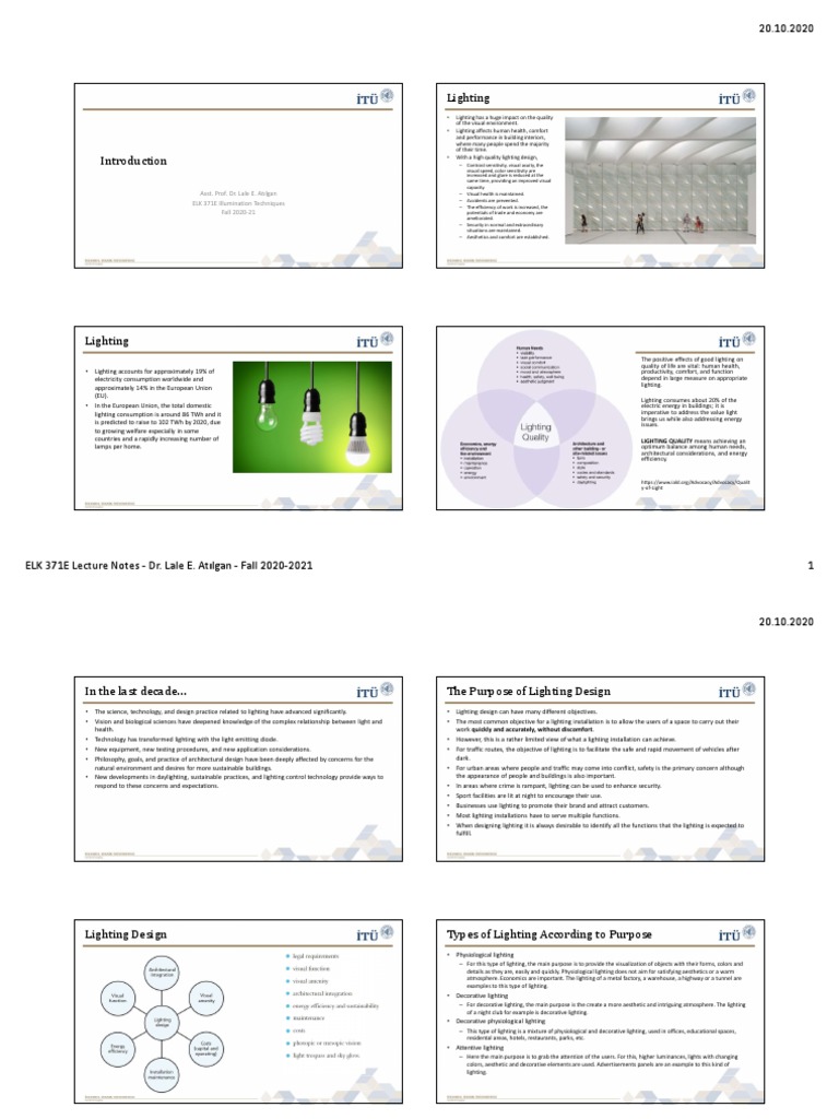 Illumination Techniques Lecture Notes | PDF | Lighting | Light Emitting ...
