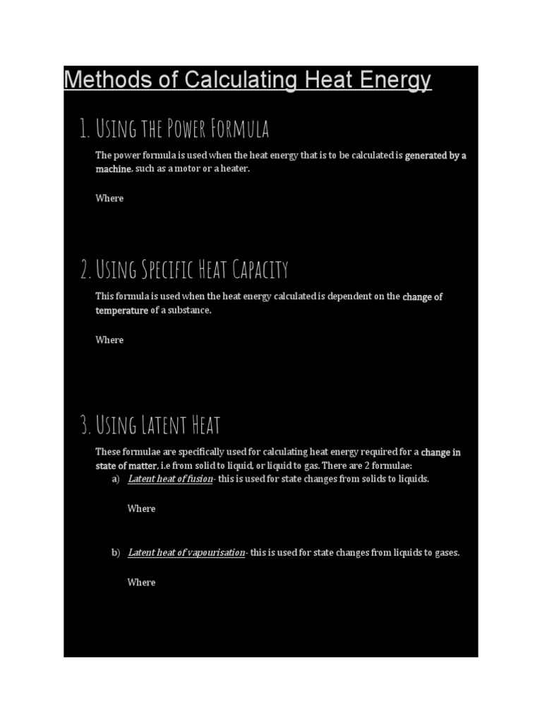 Methods of Calculating Heat Energy | PDF