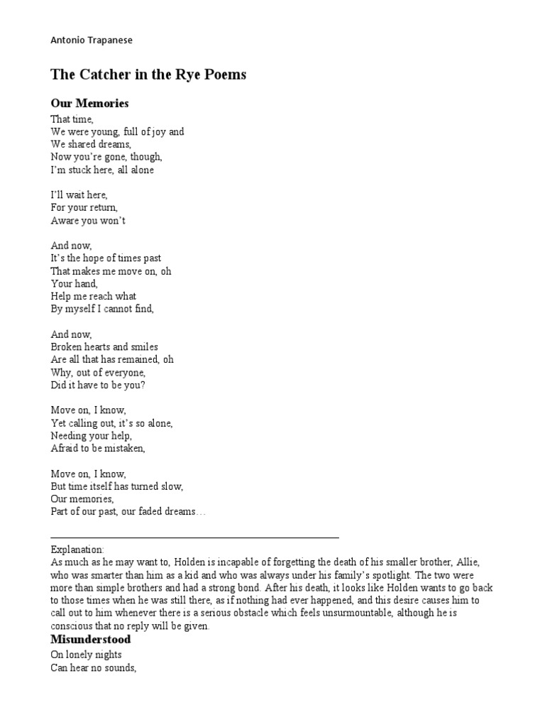 The Catcher in The Rye Poems | PDF