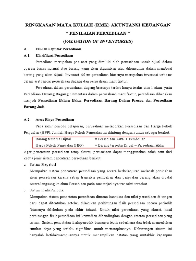 RMK - Akuntansi Keuangan - Persediaan | PDF