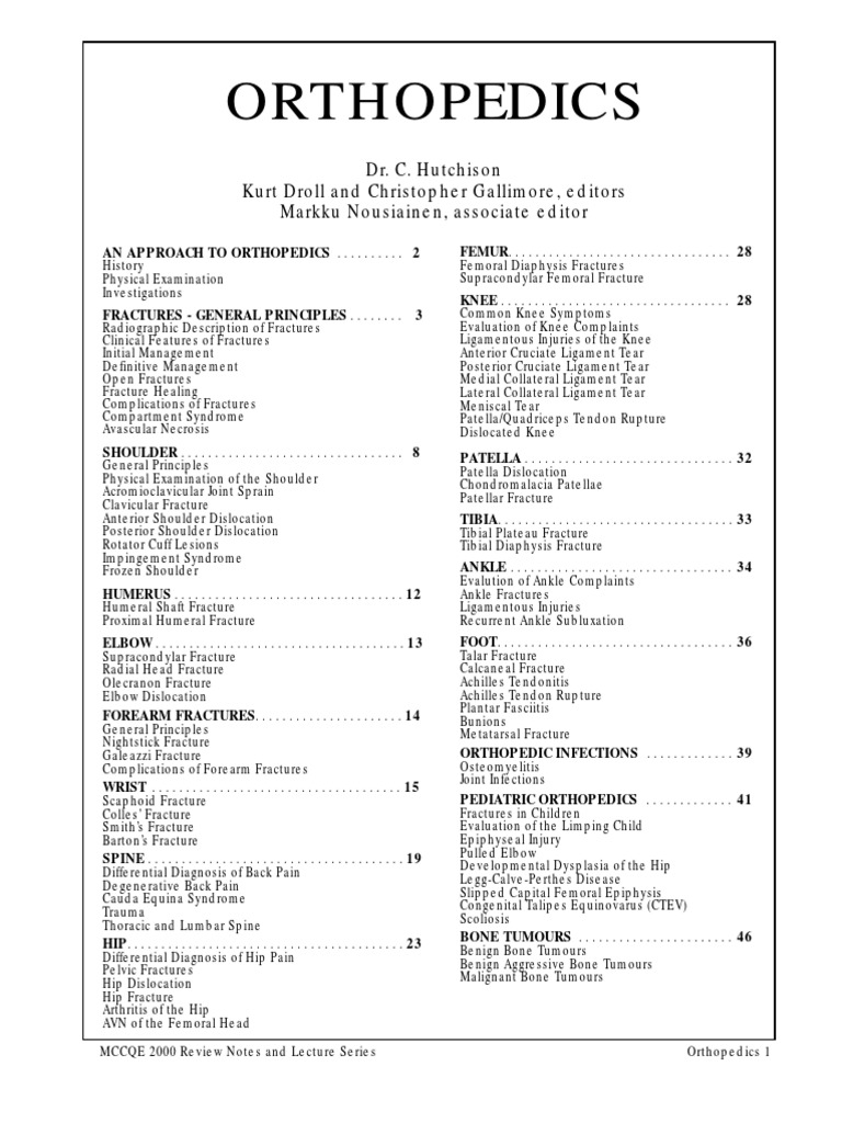 MCCQE 2000 Review Notes and Lectures Series | PDF | Shoulder | Knee