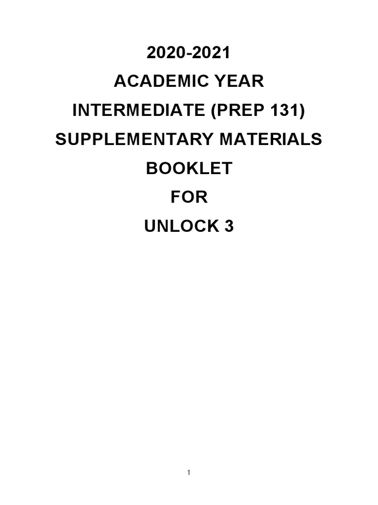 Intermediate Supplementary Booklet 2020-2021 | PDF | Wedding | Adjective