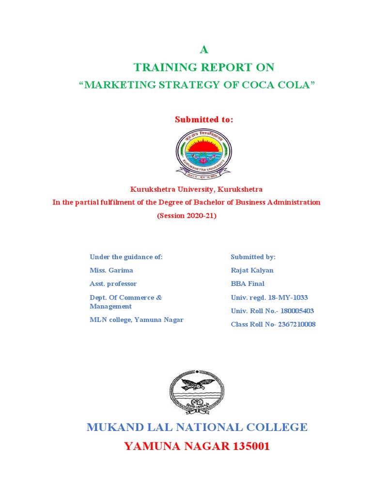 Coca Cola Final Report | PDF | The Coca Cola Company | Coca Cola