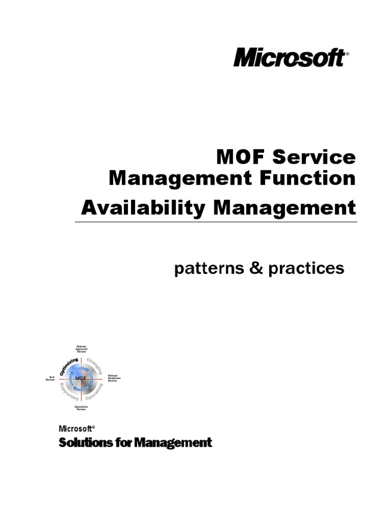 MOF SMF Availability Management | PDF | Business Process | Service ...