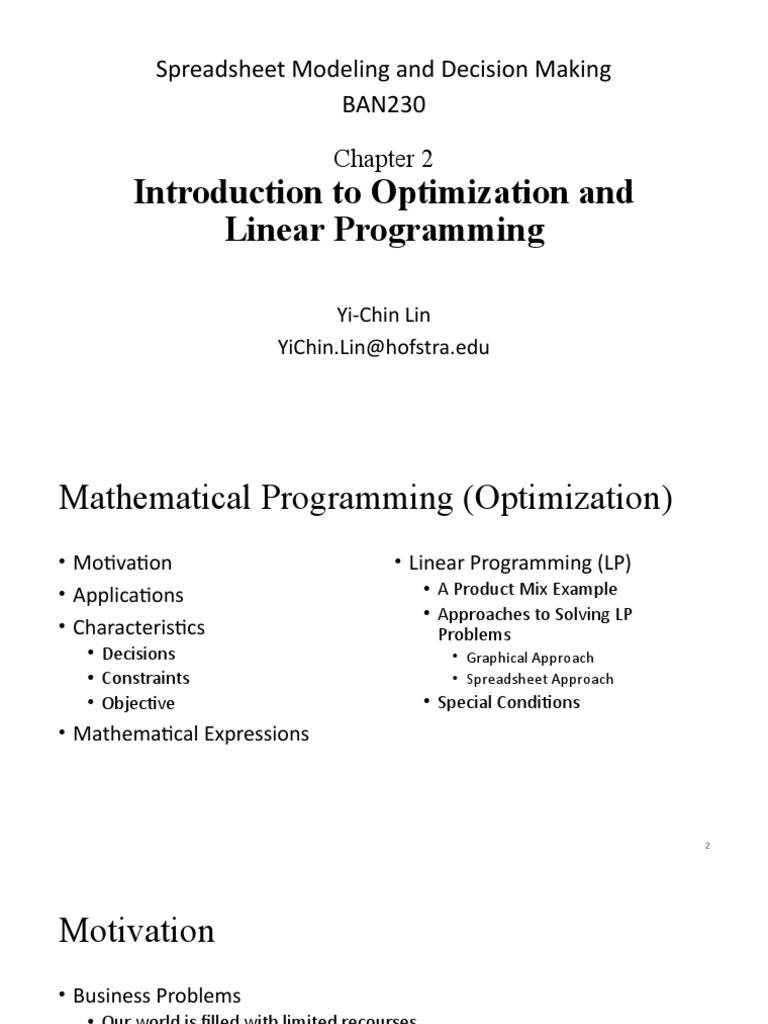 Optimization and Linear Programming Basics | PDF | Computers