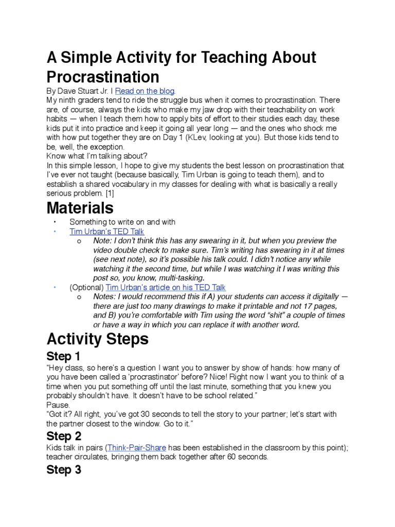 Teaching Procrastination to Students | PDF