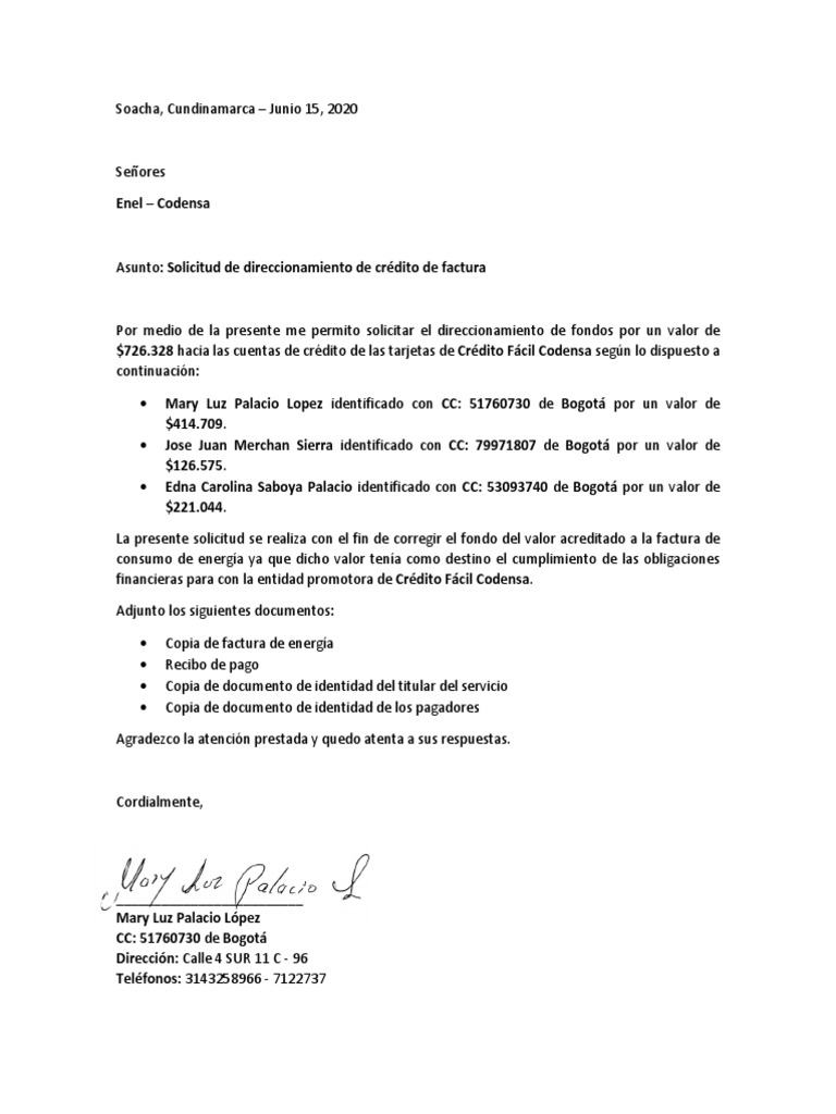 Solicitud Enel Codensa | PDF