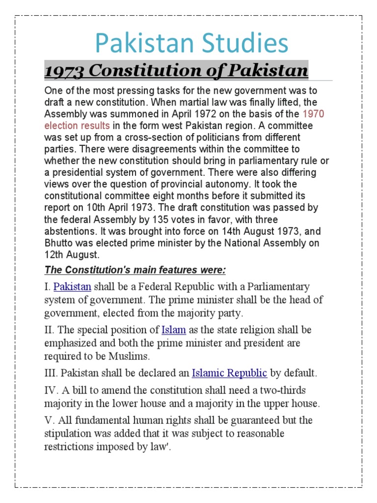 1973 Constitution of Pakistan | PDF | Pakistan | Legal Documents