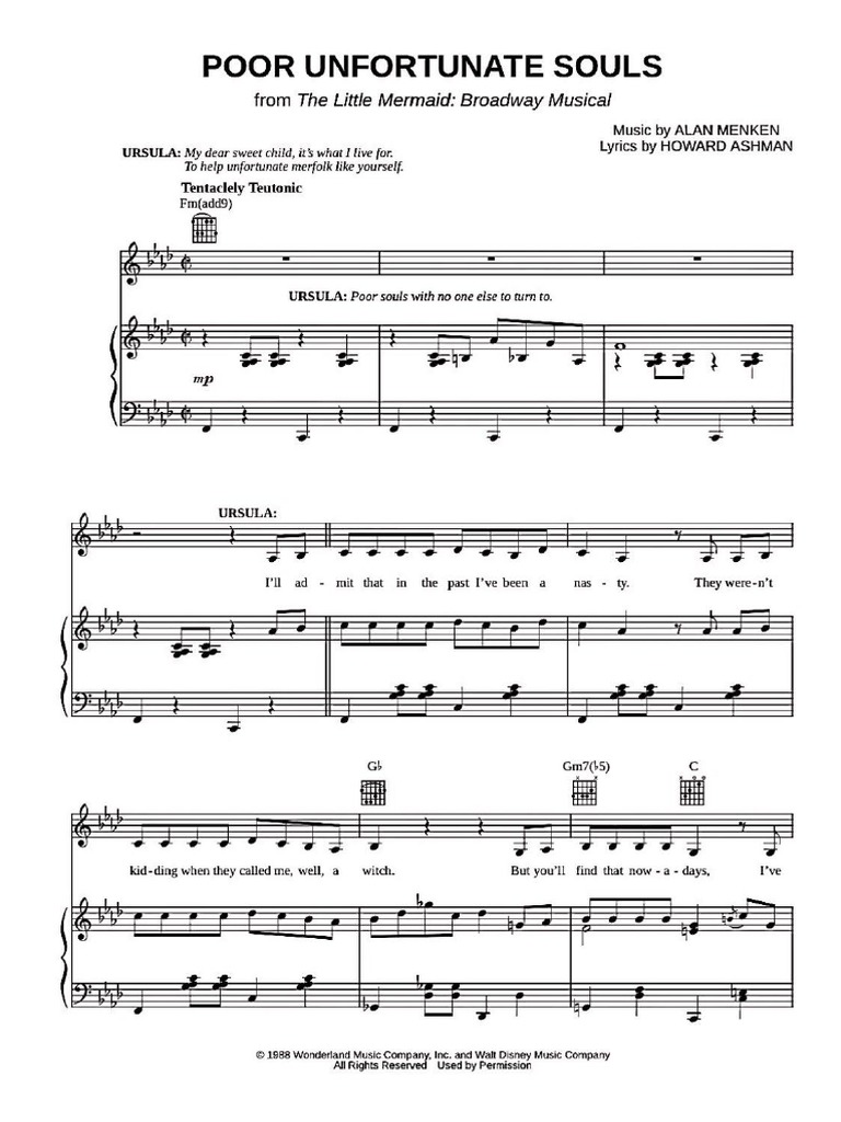 (SHEET MUSIC) Under The Sea Broadway | PDF