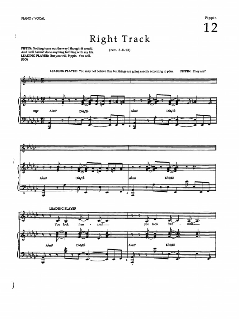 (SHEET MUSIC) On The Right Track - Pippin | PDF