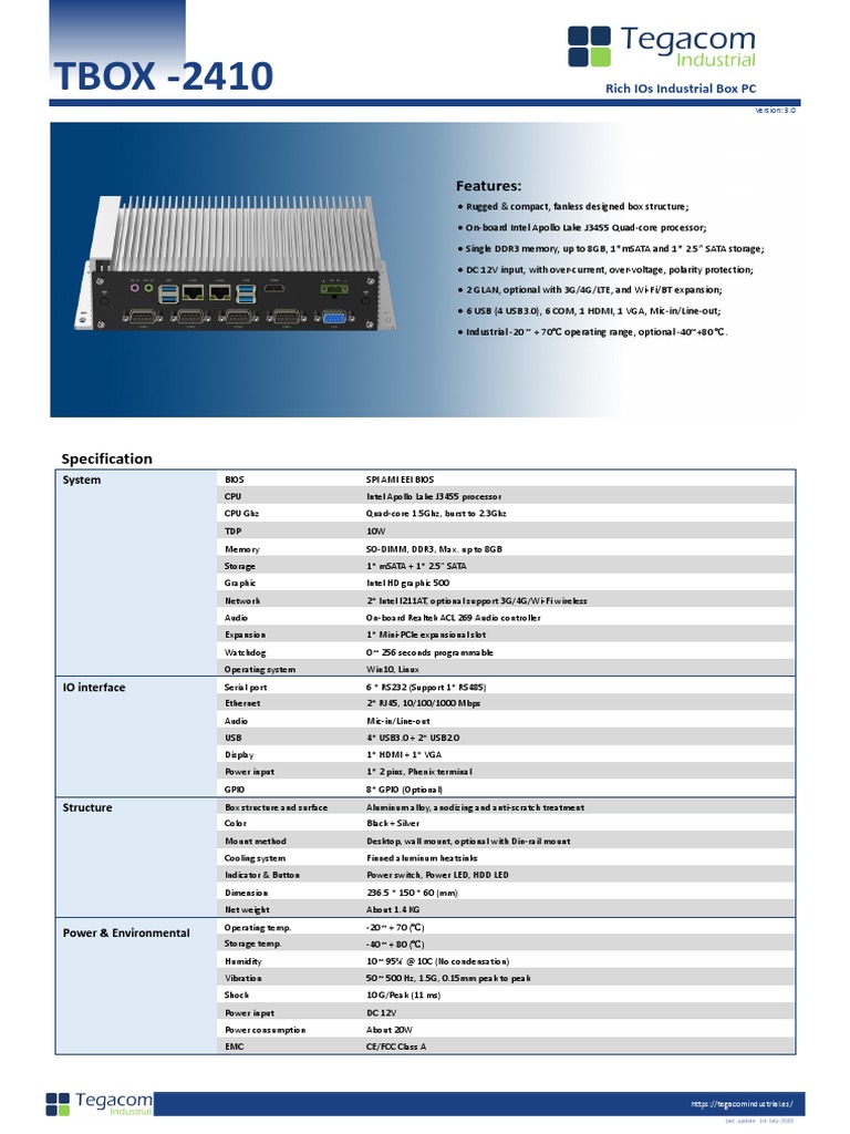 TBOX 2012 - en v3.0 Datasheet | PDF | Usb | Hdmi