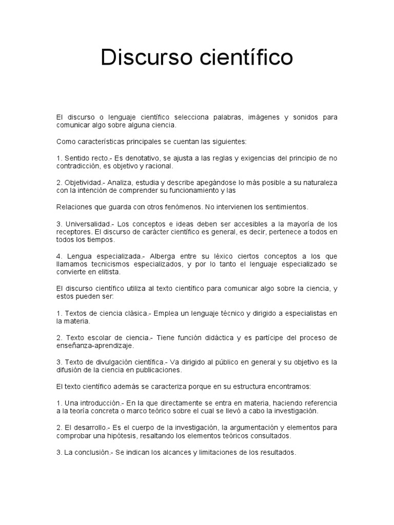Discurso Científico | Descargar gratis PDF | Science | Verdad