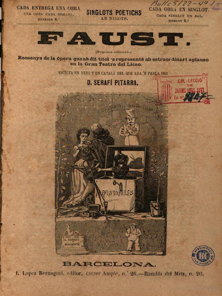 Serafí Pitarra (Frederic Soler) (1866) - Faust (Ressenya-Paròdia) | PDF