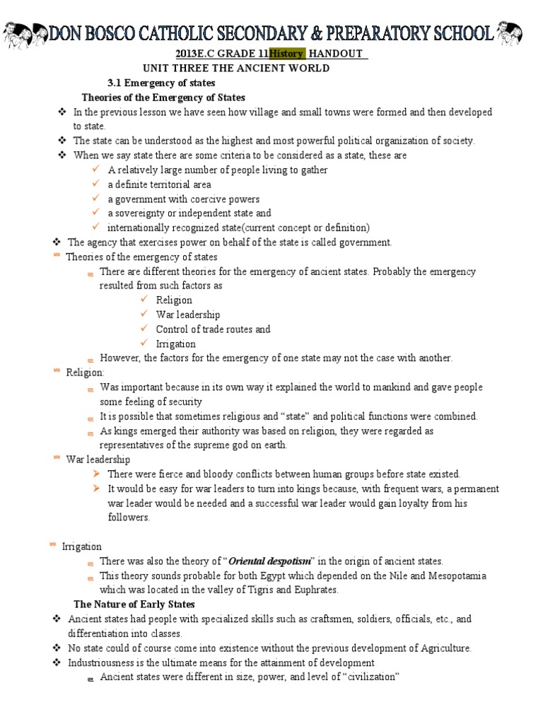 History Grade 11 Unit 3 Note | PDF | Ancient Greece | Babylon