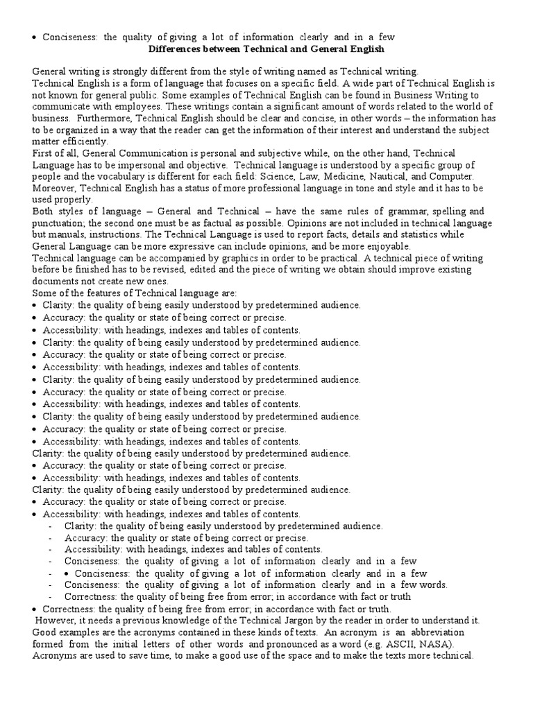 Differences between Technical and General English in 40 characters ...