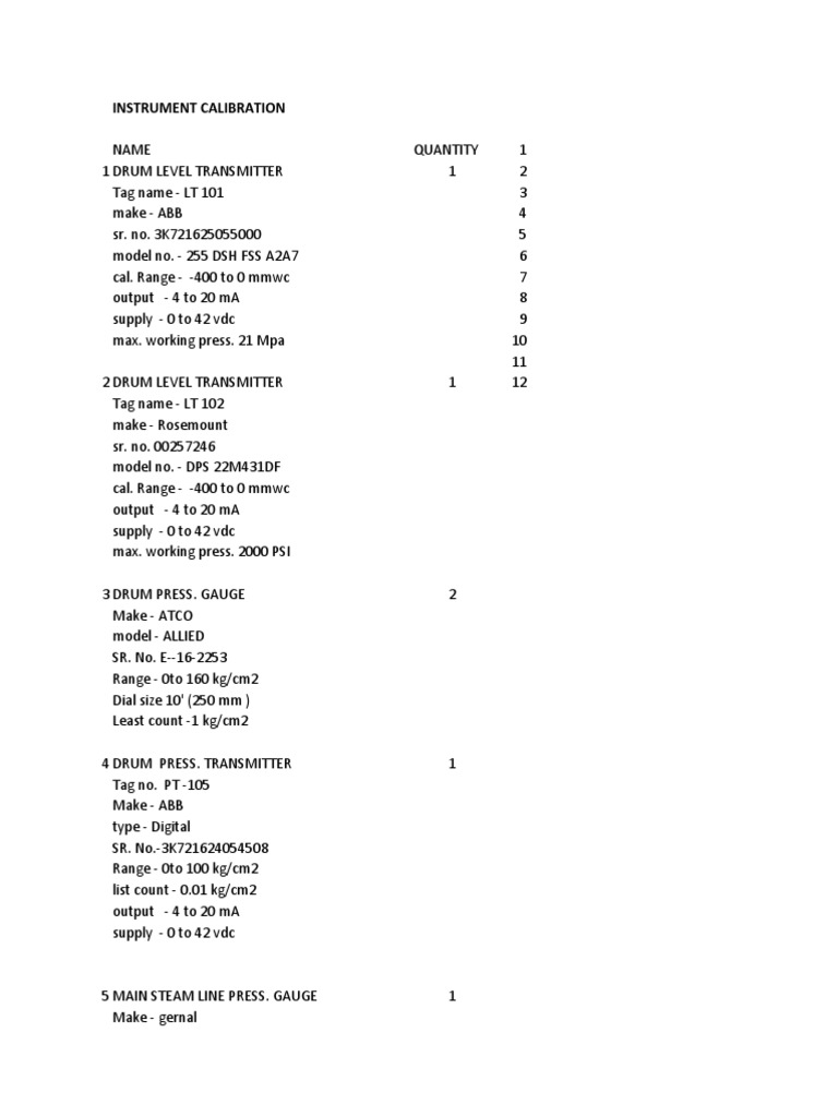 Instrument Calibration | PDF | Programmable Logic Controller | Gases