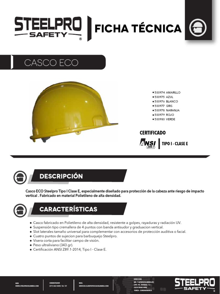 Ficha Técnica Casco Steel Pro Eco | PDF | Casco | Naturaleza