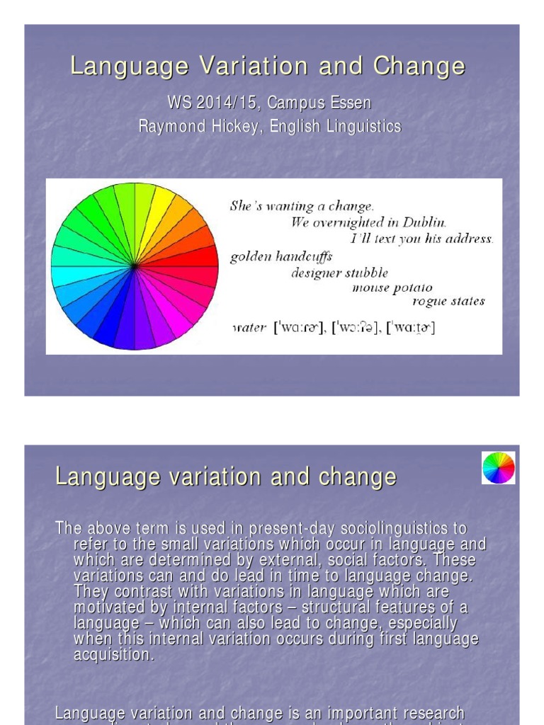 Language Variation & Change Lecture | PDF | Sociolinguistics | Urdu