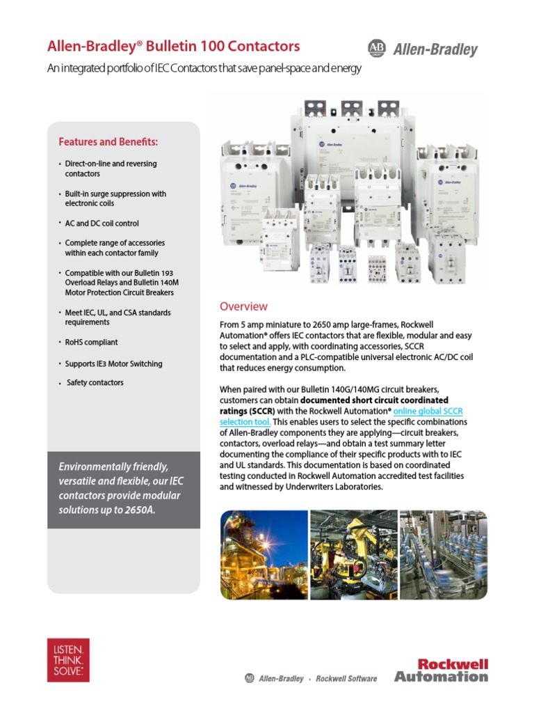 Allen-Bradley® Bulletin 100 Contactors: An Integrated Portfolio of IEC ...