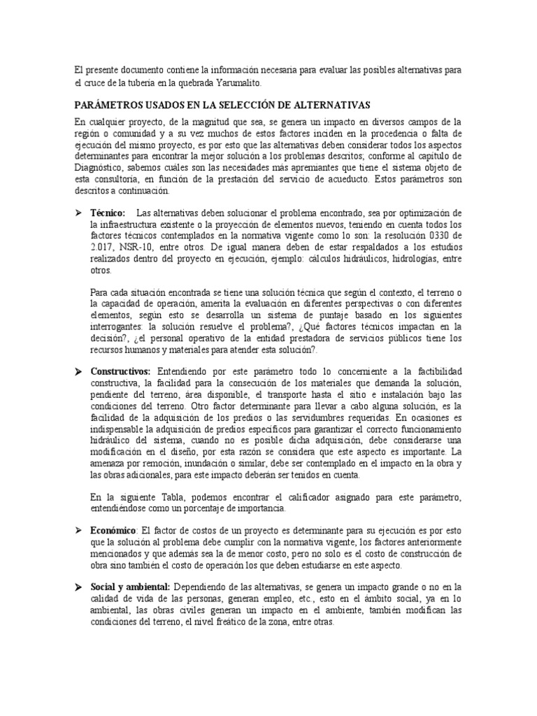 Alternativas Cruce de Quebrada | PDF