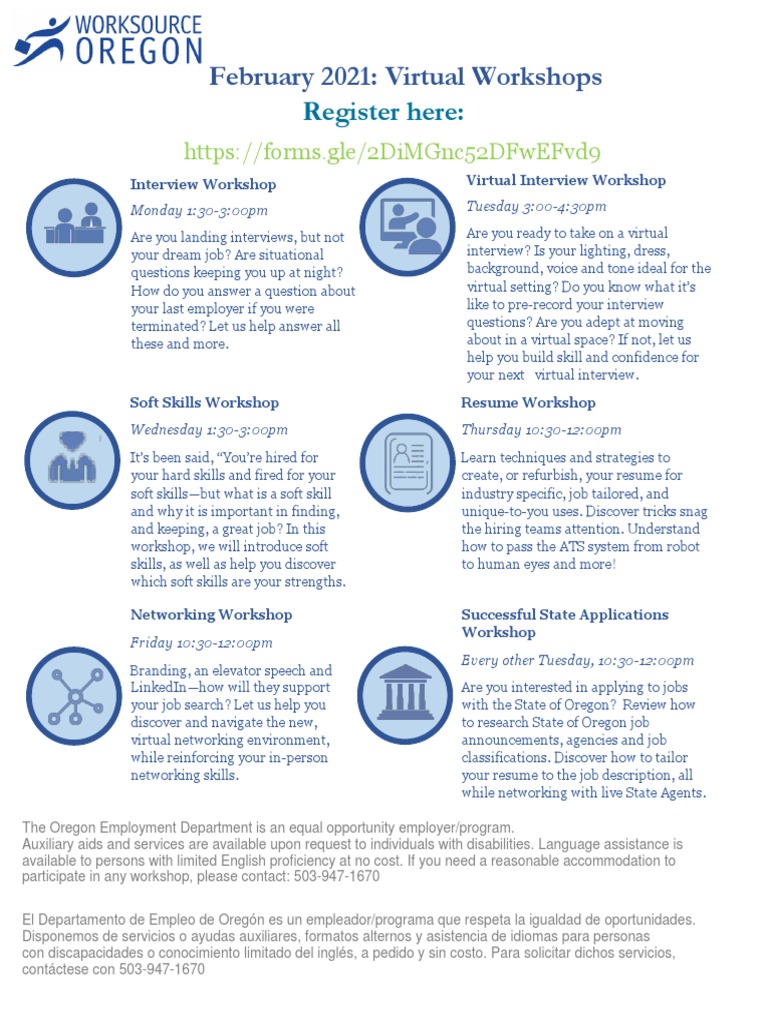 February 2021 English Workshop Schedule | PDF | Learning | Communication