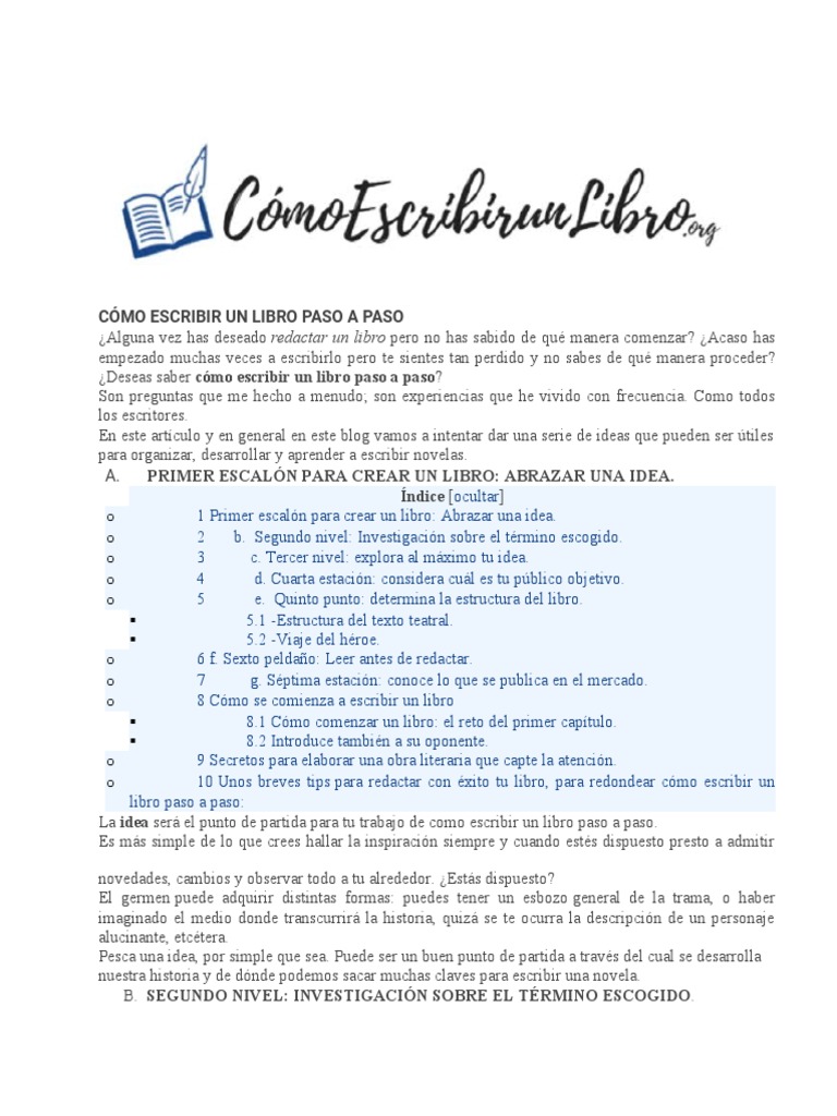 Guía para Escribir un Libro Paso a Paso | PDF | Novelas | Libros