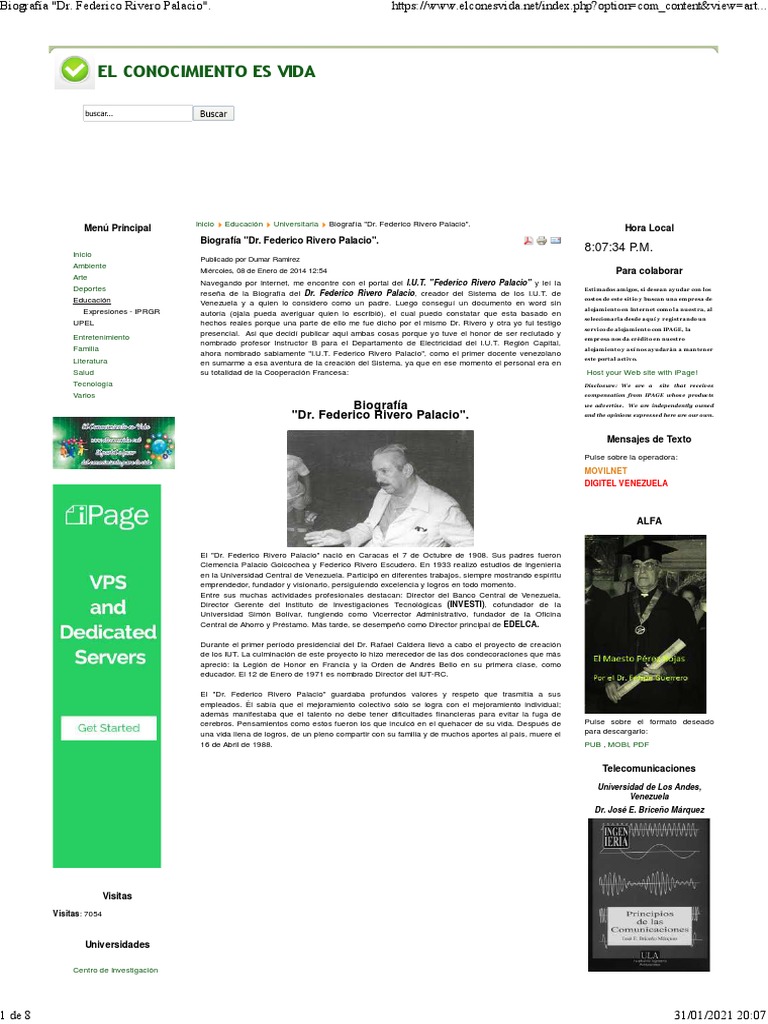 Biografía - Dr. Federico Rivero Palacio | PDF | Venezuela | Universidad